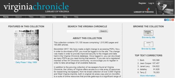 Virginia’s Historic Newspapers | slate river ramblings